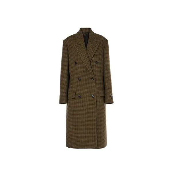Acne Studios Checked Double-breasted Wool Blend Coat - Brown