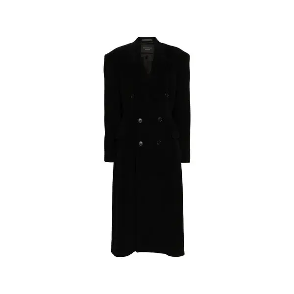Balenciaga Cashmere And Wool Cinched Coat - Black