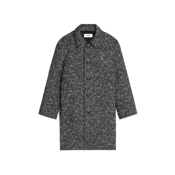 Celine Camden Wool Tweed Coat - Gray