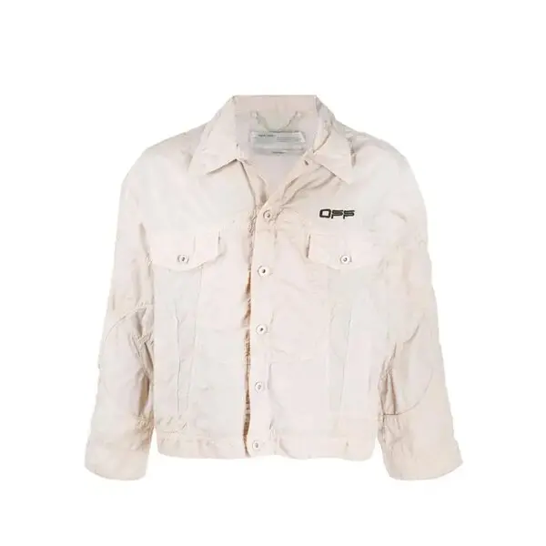 Off-White Logo Windbreaker Bomber Jacket - Cream