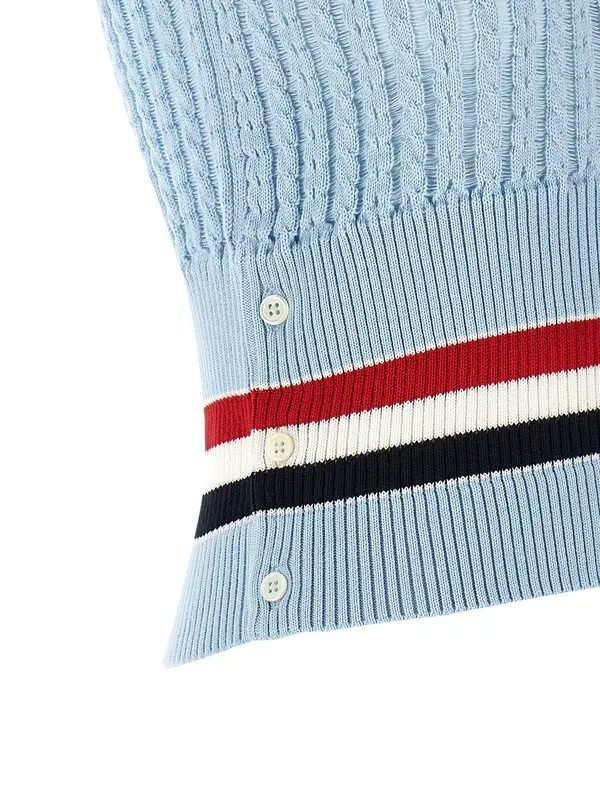Thom Browne Crochet Cotton Rwb Vest - Blue
