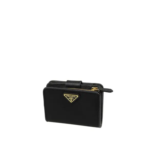 Prada Nylon And Leather French Wallet - Black