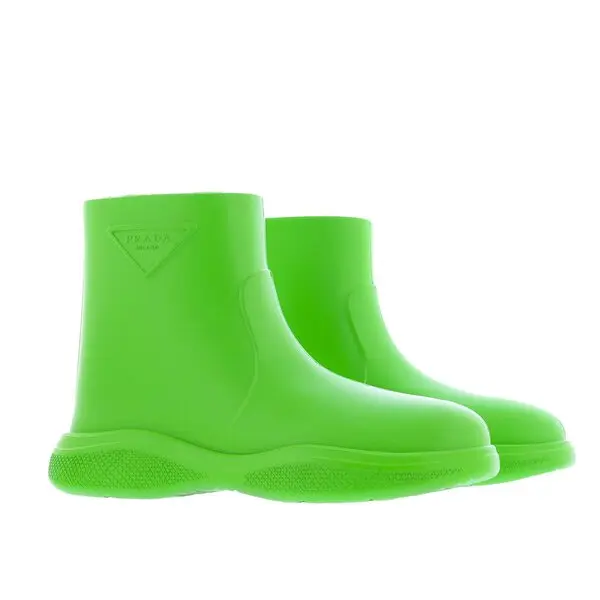 Prada Logo Rubber Boots - Green