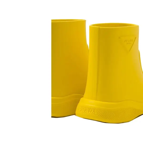 Prada Logo Rubber Boots - Yellow