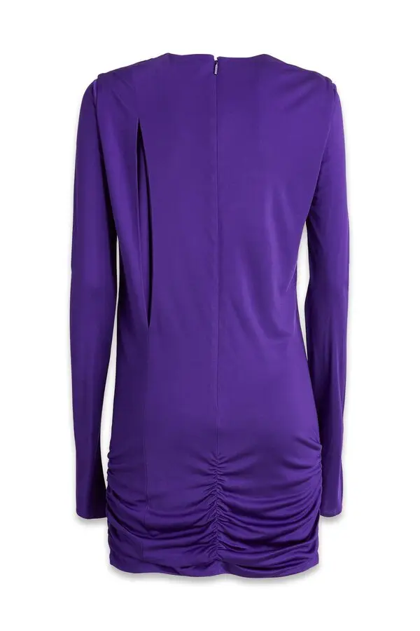 Versace Long Sleeve Ruched Dress - Multicolor
