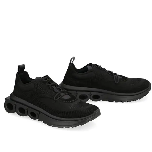 FERRAGAMO Gancini Knit Sneakers - Black