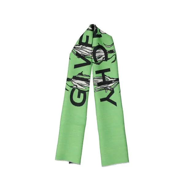Givenchy Logo Wool Scarf - Green