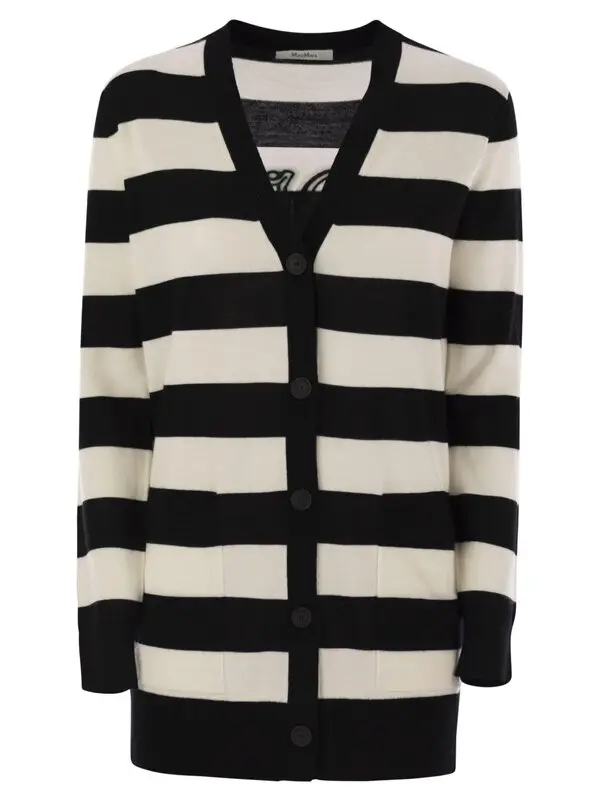 Max Mara Fiemme Long Striped Wool Cardigan