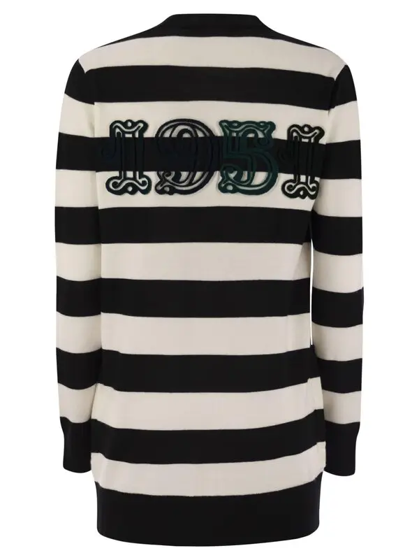 Max Mara Fiemme Long Striped Wool Cardigan