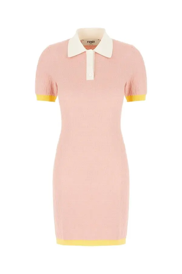 Fendi Short Sleeve Polo Dress - Multicolor