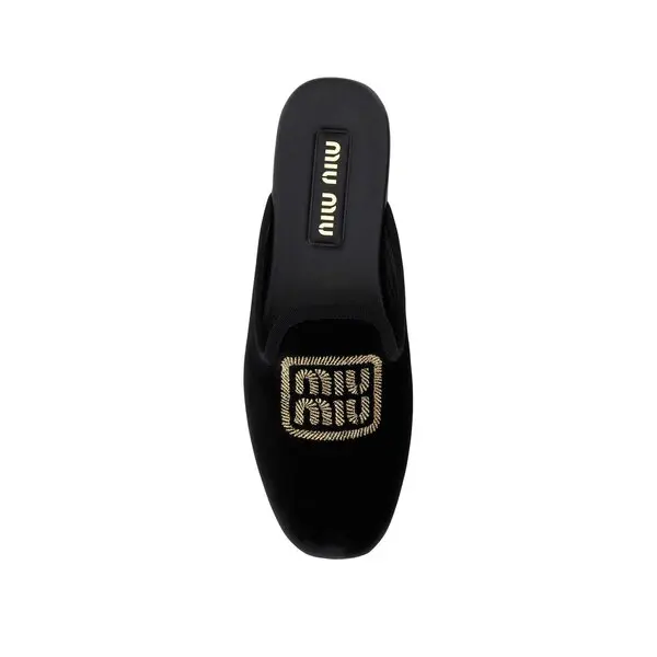 Miu Miu Logo Embroidered Slip-on Mules