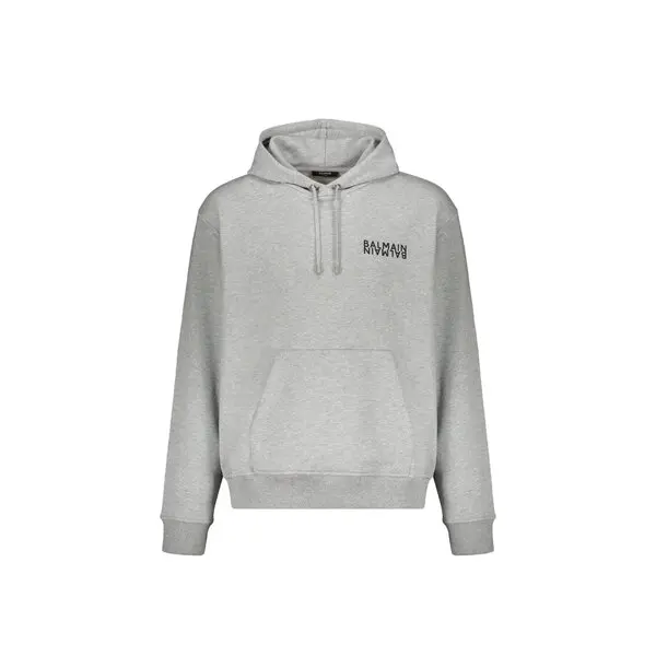 Balmain Logo Motif Hoodie - Gray