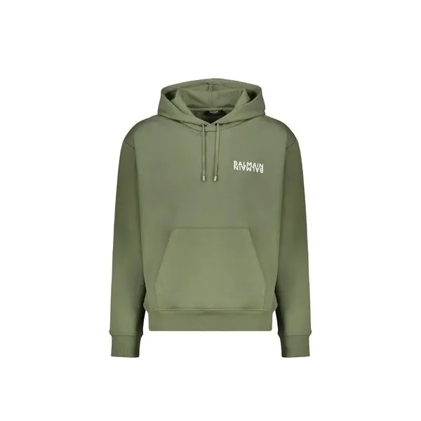 Balmain Logo Motif Hoodie - Green