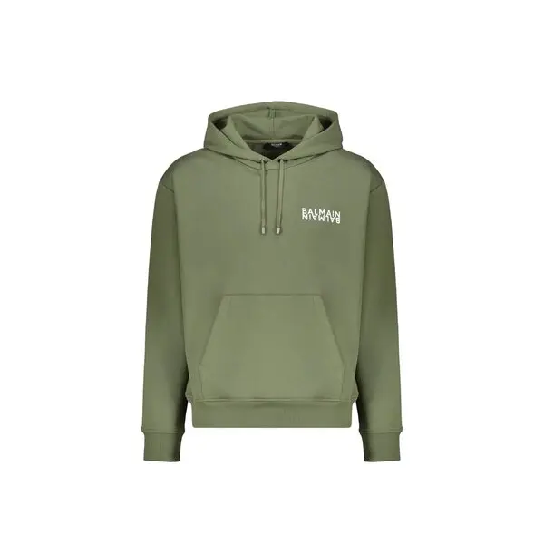 Balmain Logo Motif Hoodie - Green