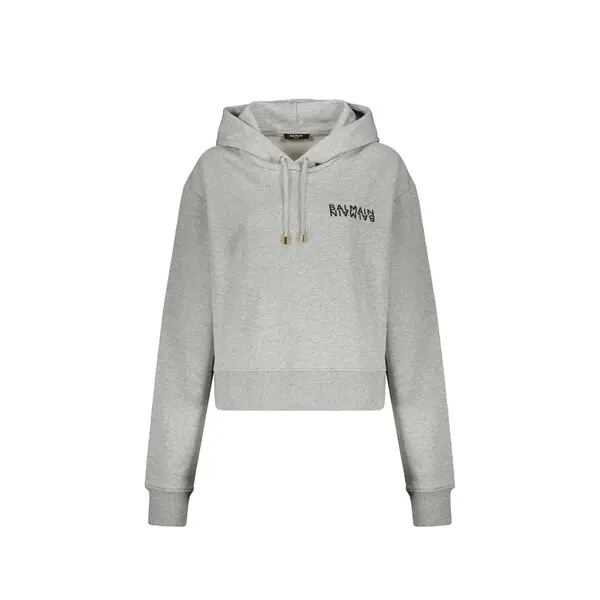 Balmain Logo Hoodie - Gray