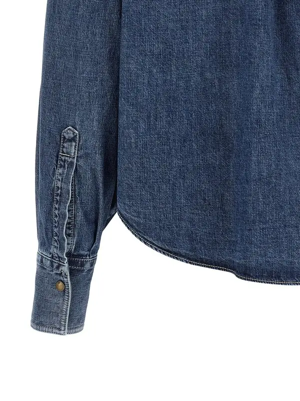 Brunello Cucinelli Shiny Pockets Denim Shirt