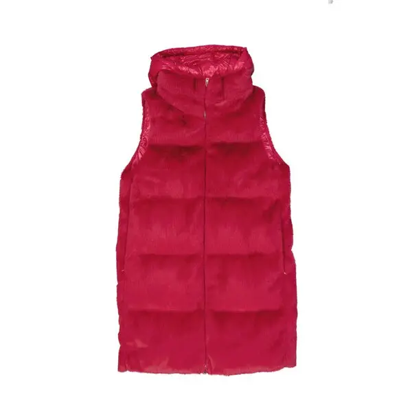 Herno Padded Faux Fur Vest Coat - Pink