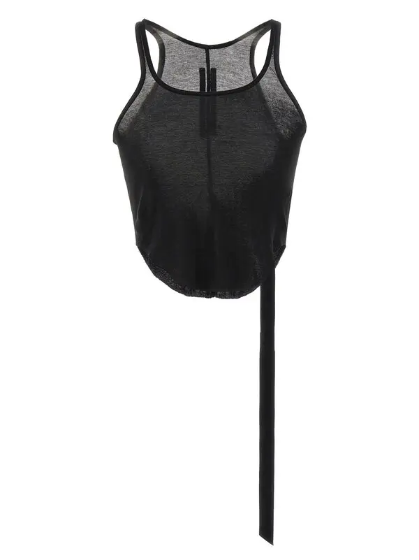 Rick Owens Cropped Cotton Tank Top - Black