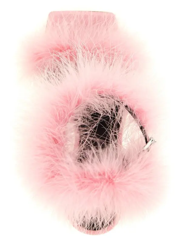 Moschino Satin Sandals And Feathers