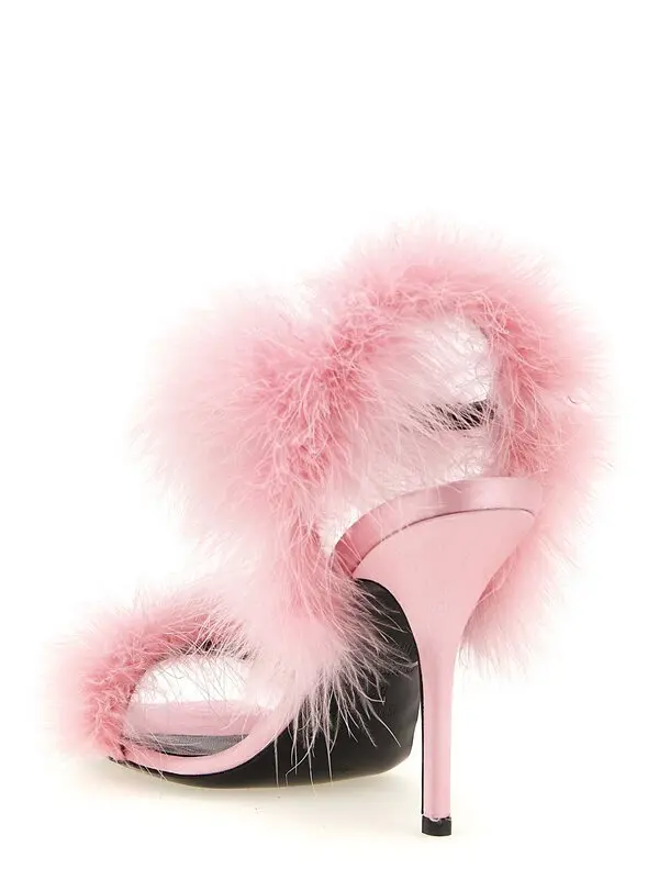 Moschino Feather Stiletto Sandals - Pink