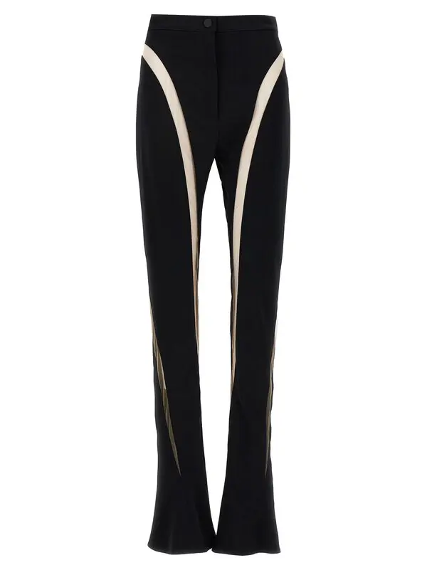 MUGLER Mesh Insert Leggings - Black