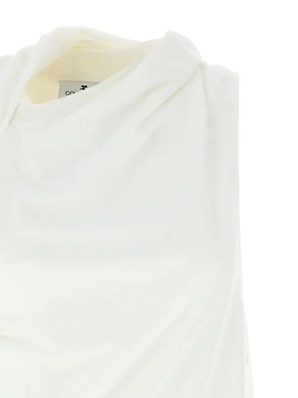 COURREGES Asymmetrical Off-the-shoulder Cotton T-shirt - White