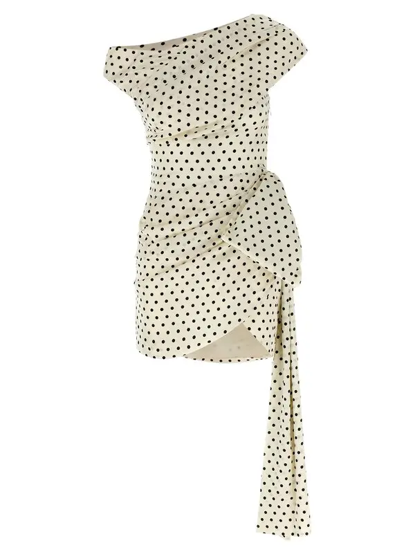 SELF-PORTRAIT Polka Dot Satin Tie Side Mini' Dress - Multicolor