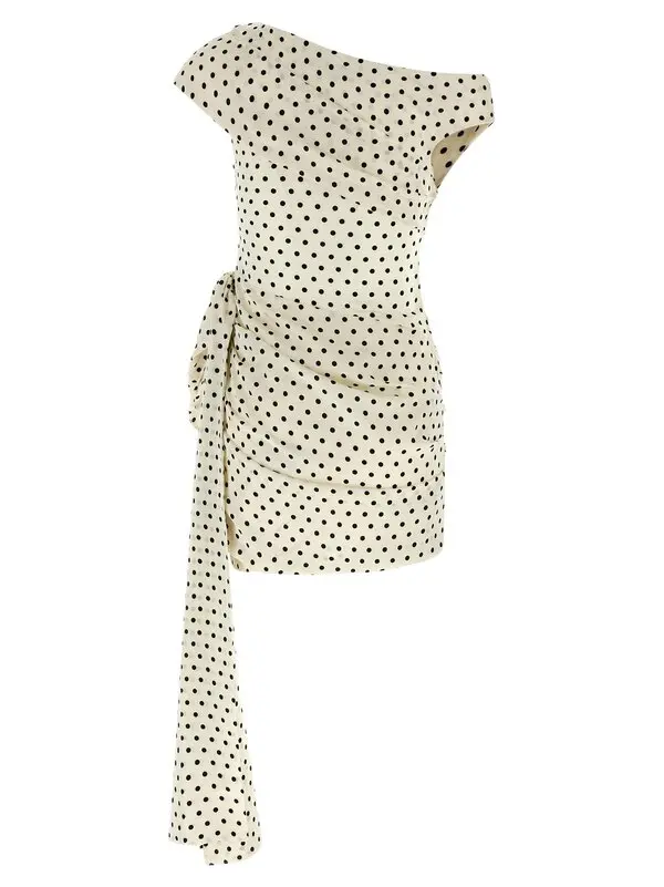SELF-PORTRAIT Polka Dot Satin Tie Side Mini Dress - Multicolor