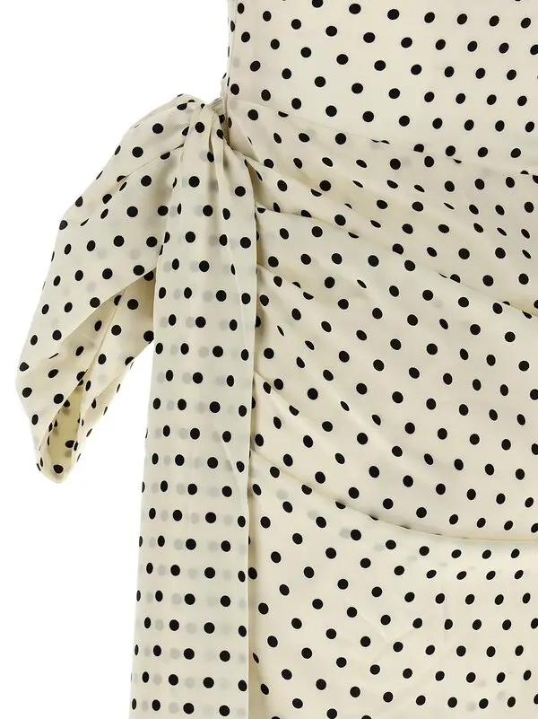 SELF-PORTRAIT Polka Dot Satin Tie Side Mini Dress - Multicolor