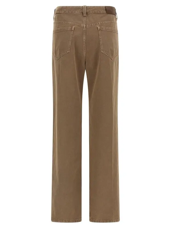 Brunello Cucinelli Garment-dyed Denim Trousers - Cream