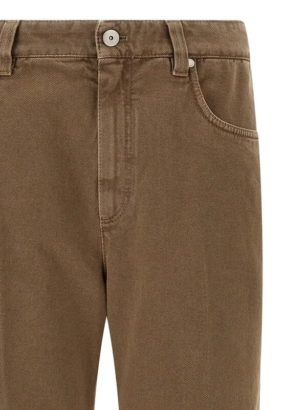Brunello Cucinelli Garment-dyed Denim Trousers - Cream