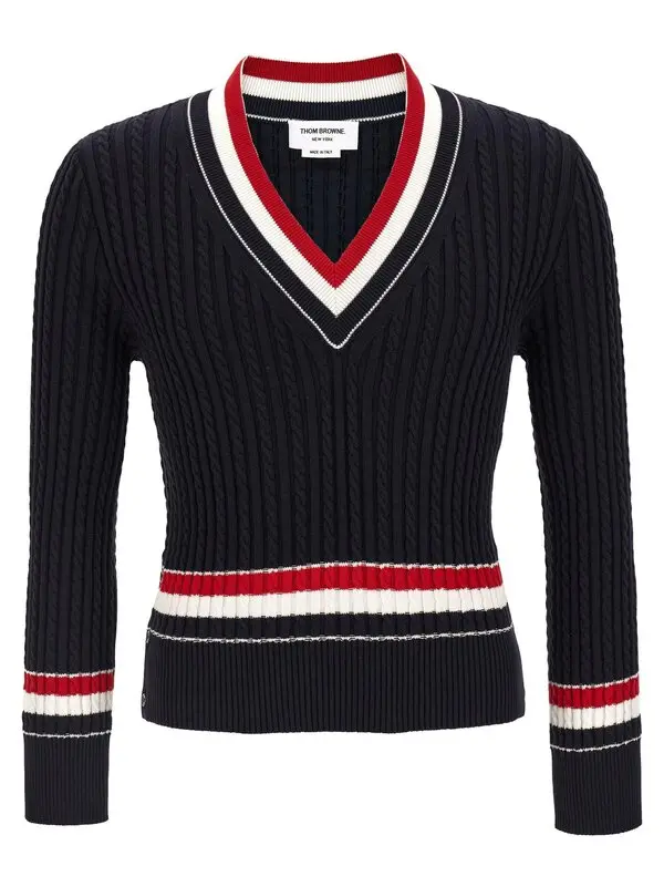 Thom Browne Rwb Intarsia Sweater - Blue