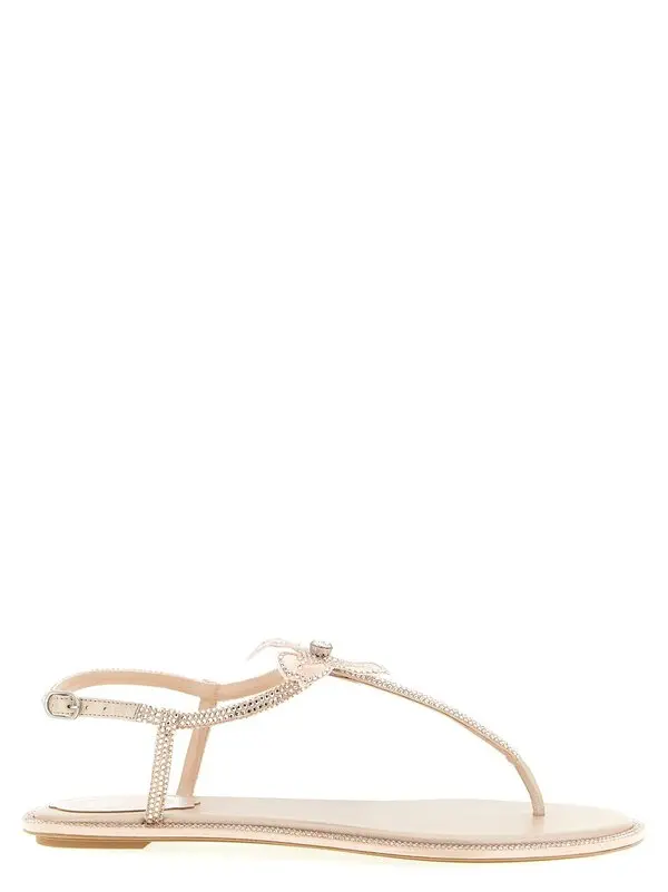 Rene Caovilla Peach Flower Sandals - Pink