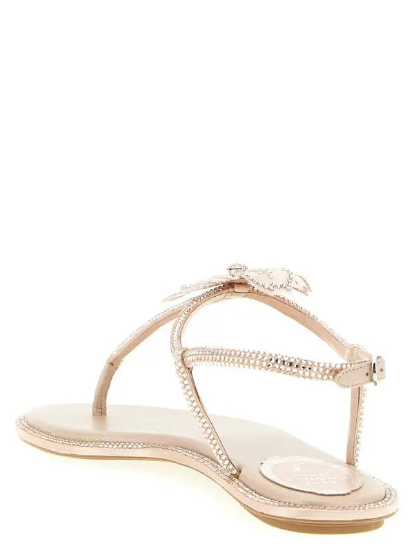 Rene Caovilla Peach Flower Sandals - Pink
