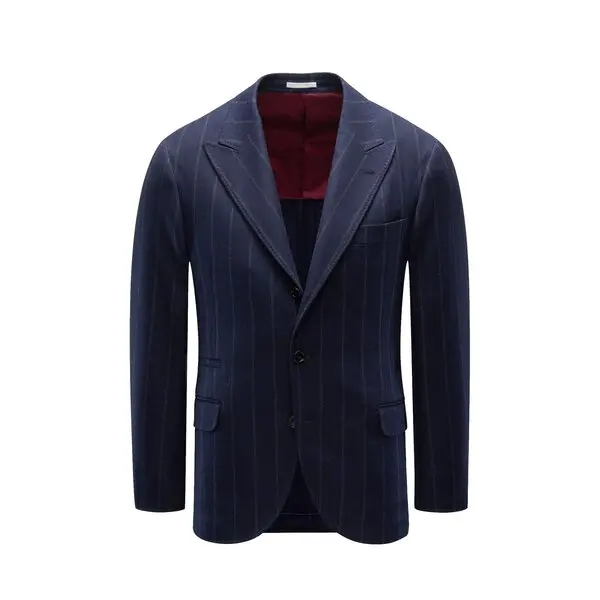 Brunello Cucinelli Wool Striped Jacket - Blue