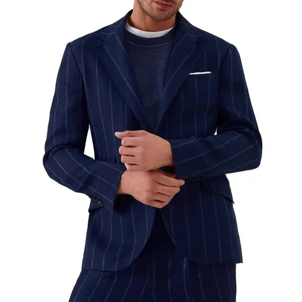 Brunello Cucinelli Wool Striped Jacket - Blue