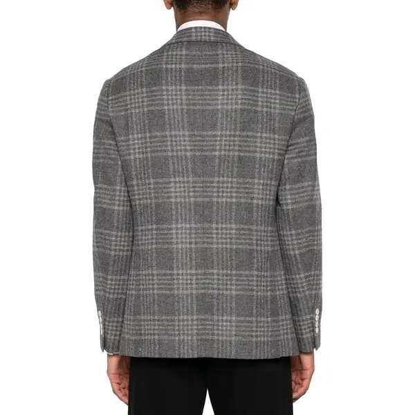 Brunello Cucinelli Plaid Blazer Jacket - Gray
