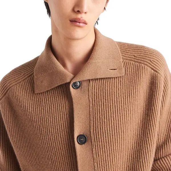 Prada Ribbed Knit Cashmere Cardigan