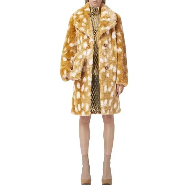 Burberry Faux Fur Coat - Cream