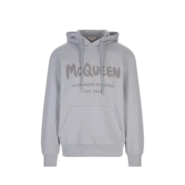 Alexander McQueen Logo Cotton Hoodie - Gray