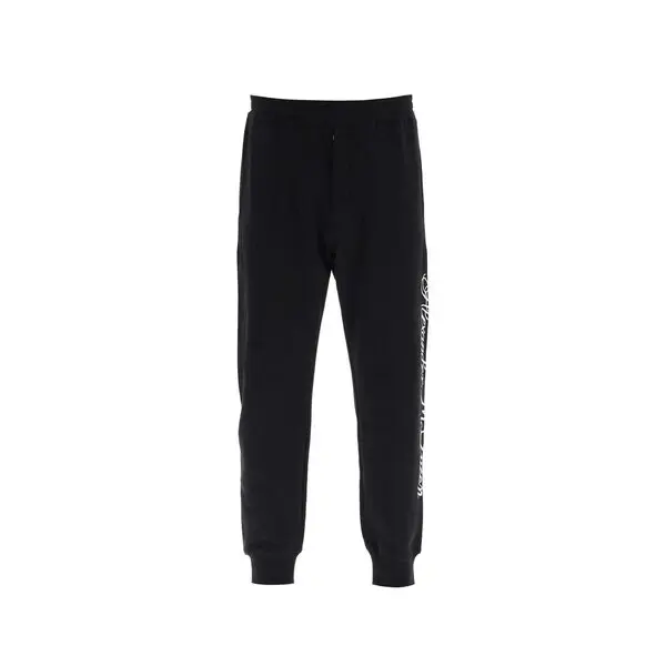 Alexander McQueen Logo Cotton Pants - Black