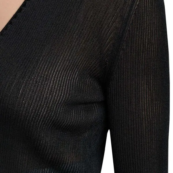 TOM FORD Sheer Fine-ribbed Top - Black