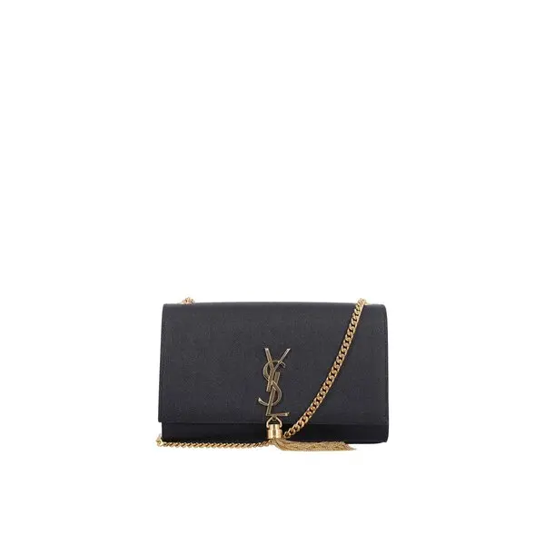Saint Laurent Grain Leather Tassel Shoulder Bag - Black