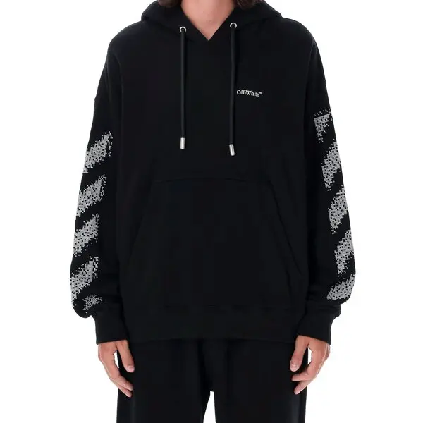 Off-White Pixel Diag Skate Hooded Sweatshirt - Black