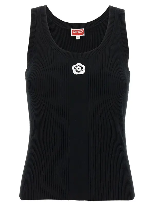 Kenzo Boke Flower 2.0 Ribbed Viscose Top - Black