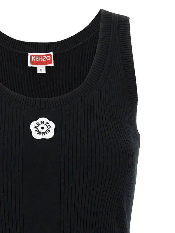 Kenzo Boke Flower 2.0 Ribbed Viscose Top - Black