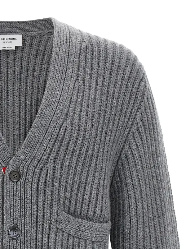 Thom Browne Rwb Tape Cardigan - Gray