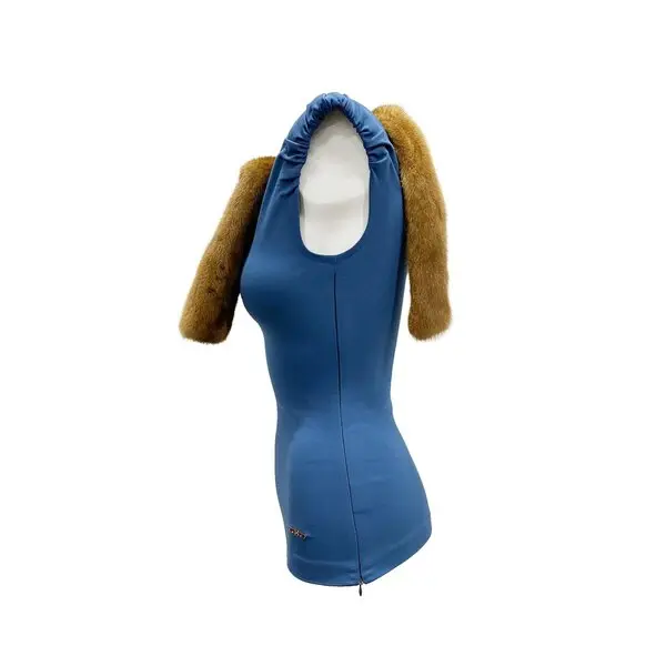 Dsquared2 Mink Collar Sleeveless Top