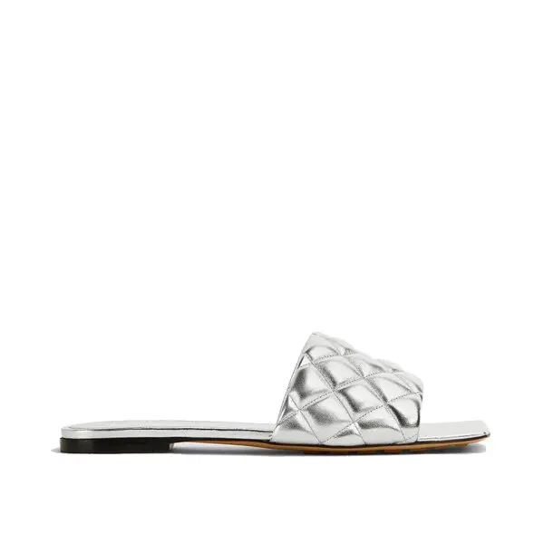 Bottega Veneta Padded Sandals - Silver