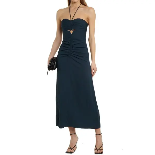 SELF-PORTRAIT Cut-out Ruched Maxi Dress